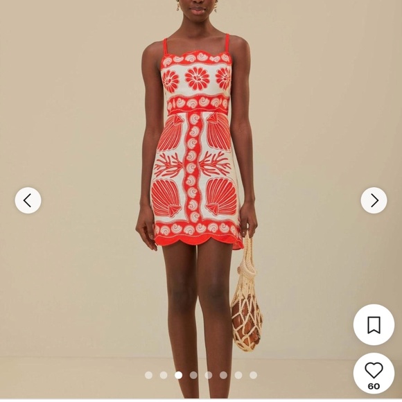 FARM Rio | Dresses | Farm Rio Sold Out Red And White Ainika Shell Mini ...